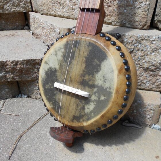 Fretted 5 String Gourd Banjo #467 “Mini 5 Woodspirit” Travel banjo 17 ...